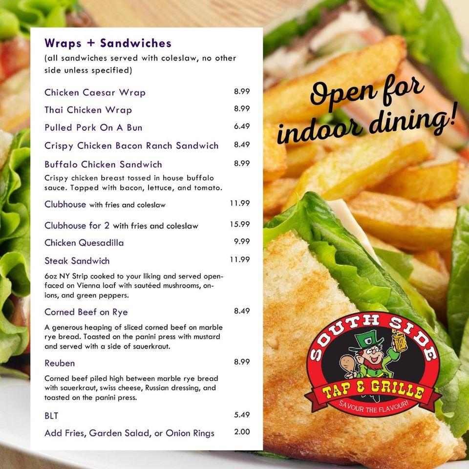 Menu at Southside Tap & Grille fast food, Chatham-Kent