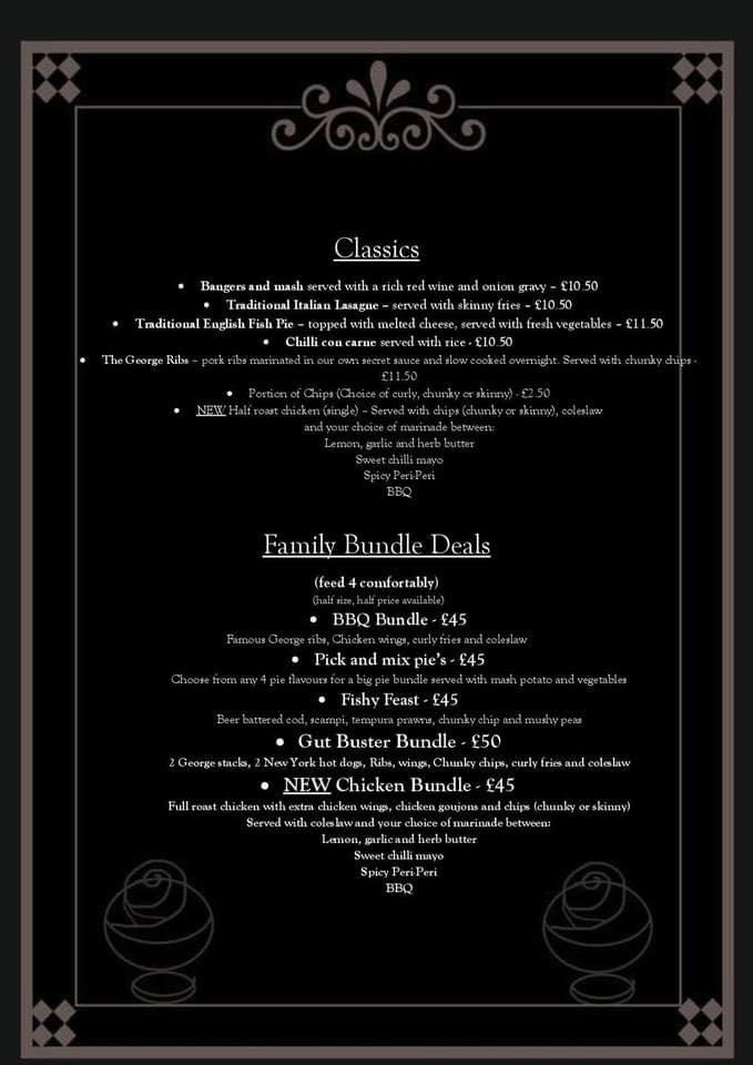 Menu at The George Inn pub & bar, Trottiscliffe, Taylors Ln