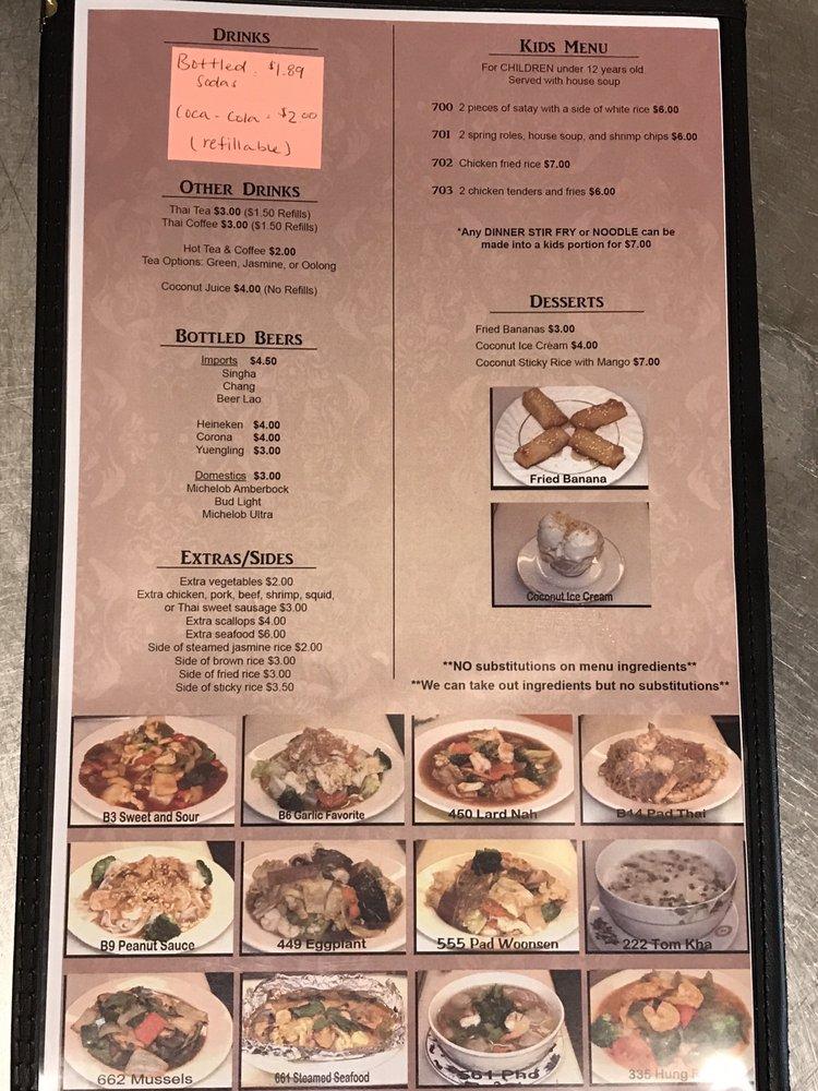Menu at Bangkok Pad Thai restaurant, Lebanon, 155 Legends Dr