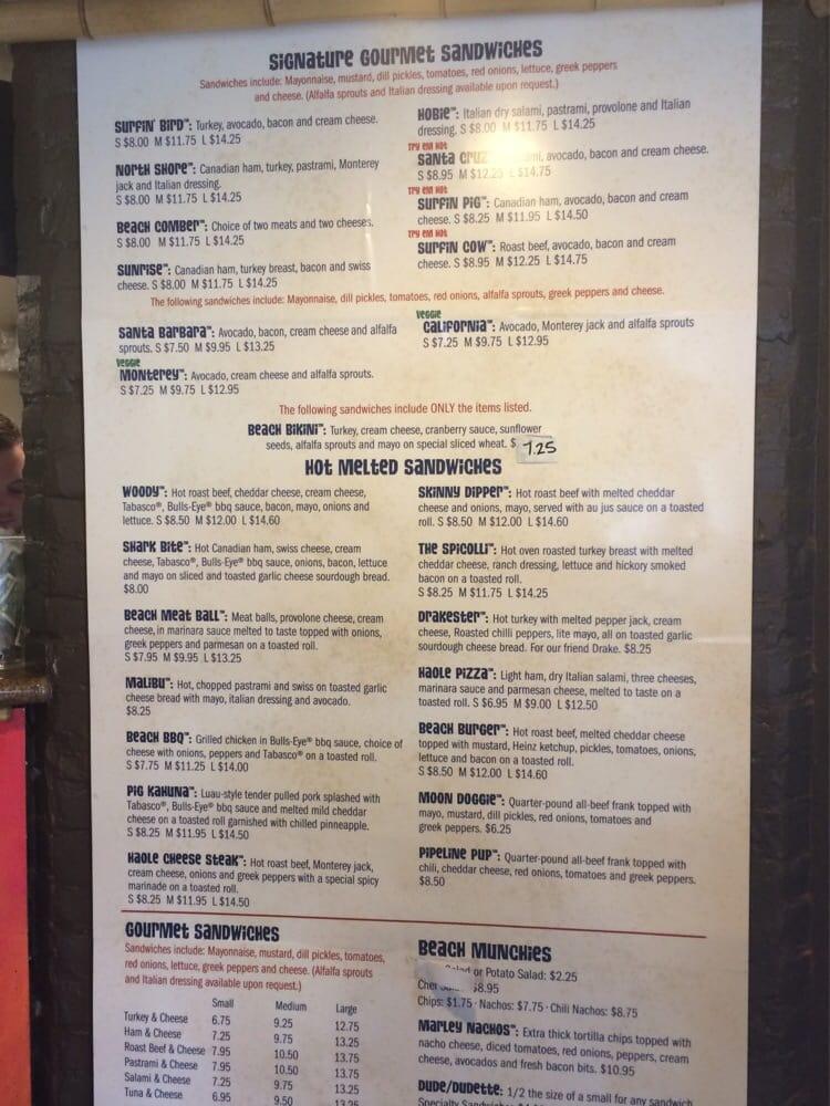 Menu at Beach Hut Deli restaurant, Sacramento, J St
