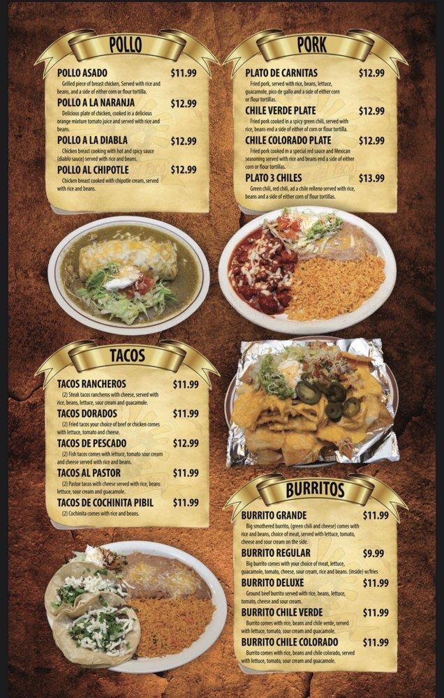 Menu at El Rey Del Taco #2 restaurant, Colorado Springs, Maizeland Rd