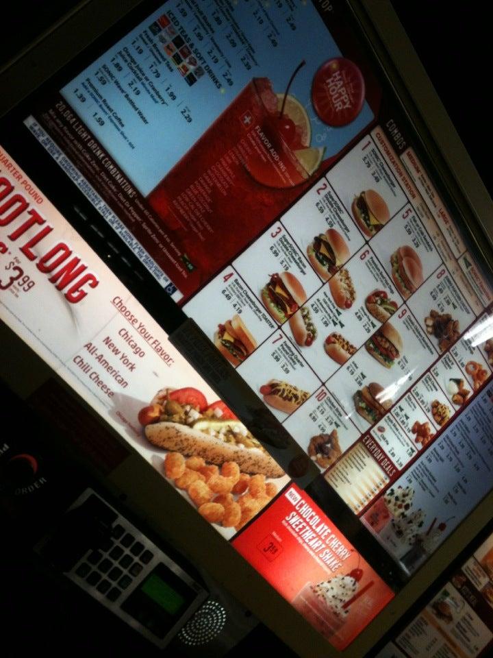 Menu at Sonic fast food, Morgan City, Highway 70