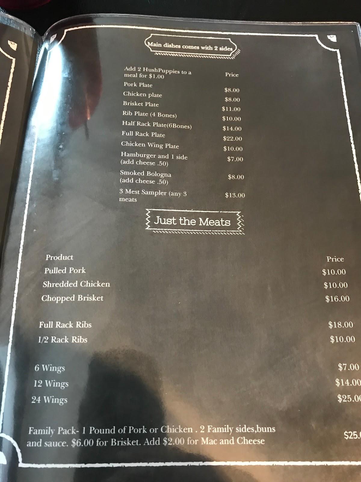 Menu at Sons of Smoke BBQ, Loudon
