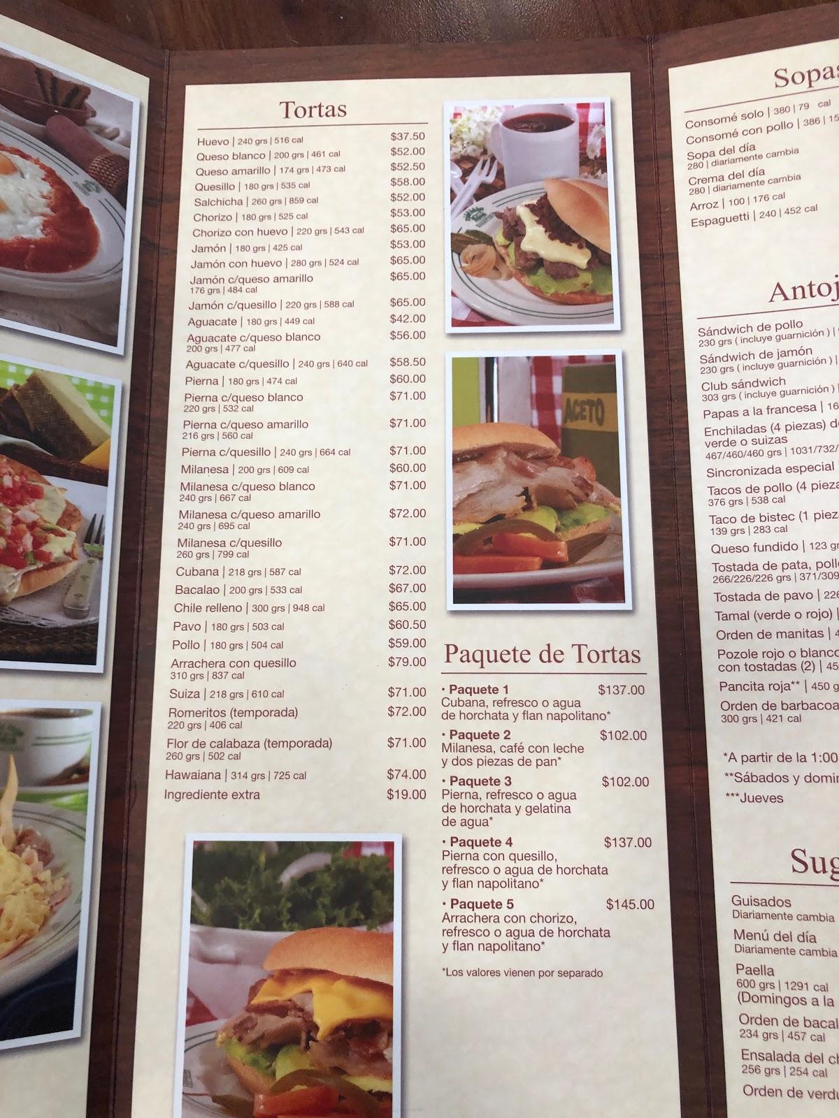 Carta del restaurante Tortas Don Polo, Ciudad del México, Félix Cuevas 86