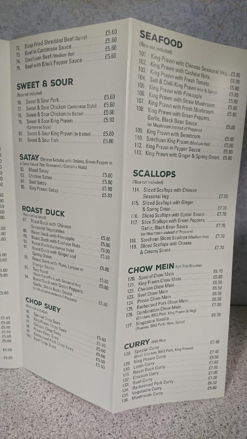 Menu at West Port Express fast food, Linlithgow