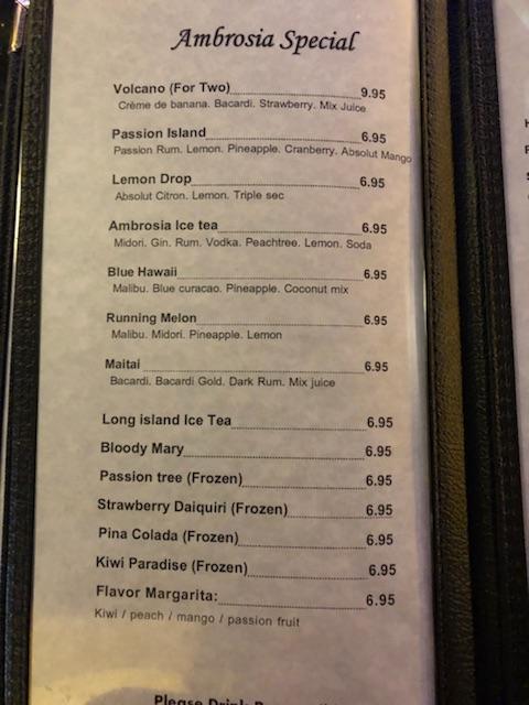 Menu at Ambrosia Asian Bistro restaurant, Greeley