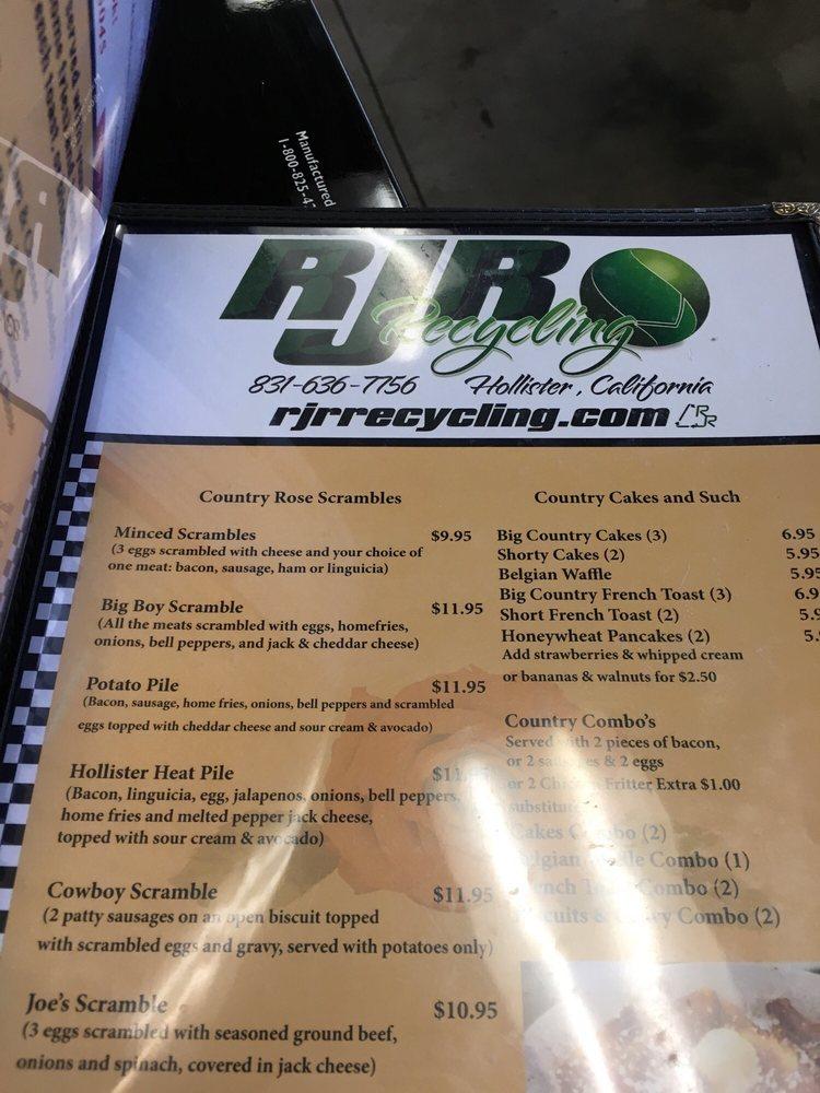 Menu at Country Rose Café cafe, Hollister