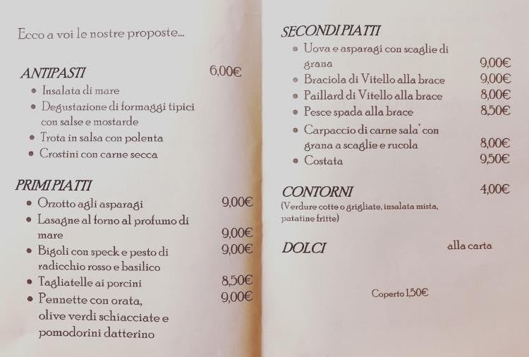 Menu at Nuova Marconi restaurant, Caprino Veronese