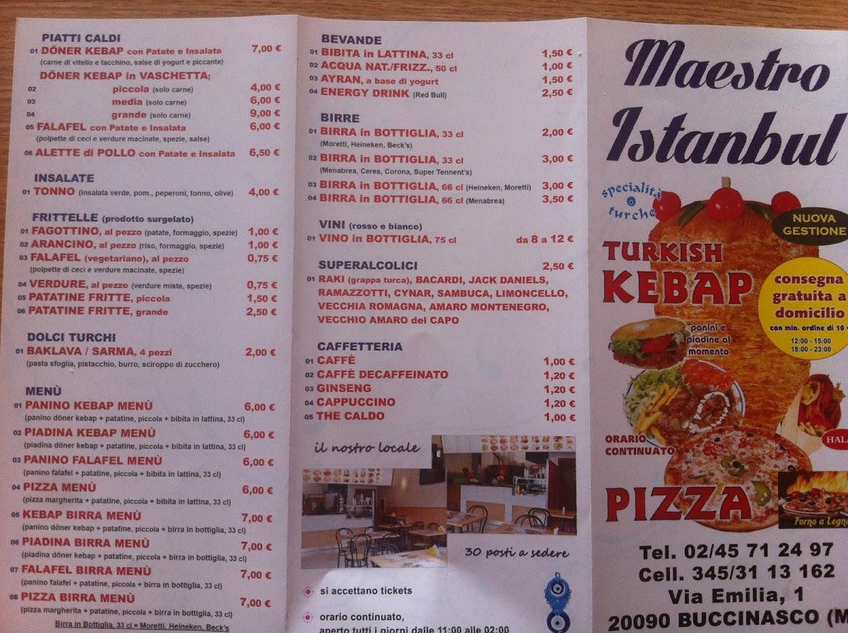 Menu at MAESTRO ISTANBUL restaurant, Milan