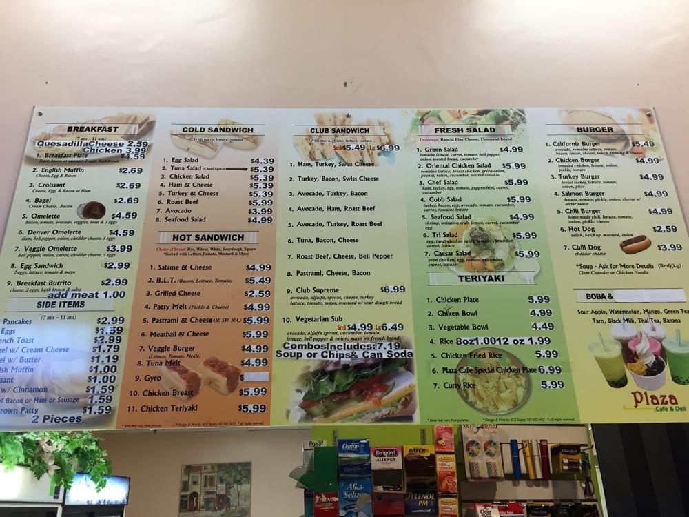 Menu at Plaza Cafe & Deli, Santa Ana