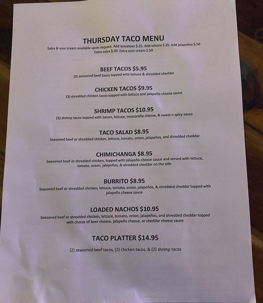 Menu at Prairie Inn Bar & Grill, USA, Prairietown Rd