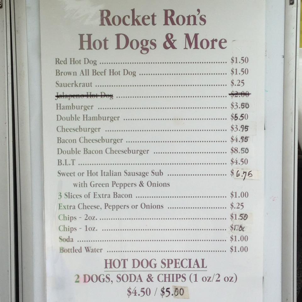 Menu at Rocket Ron's American Grill restaurant, Oxford