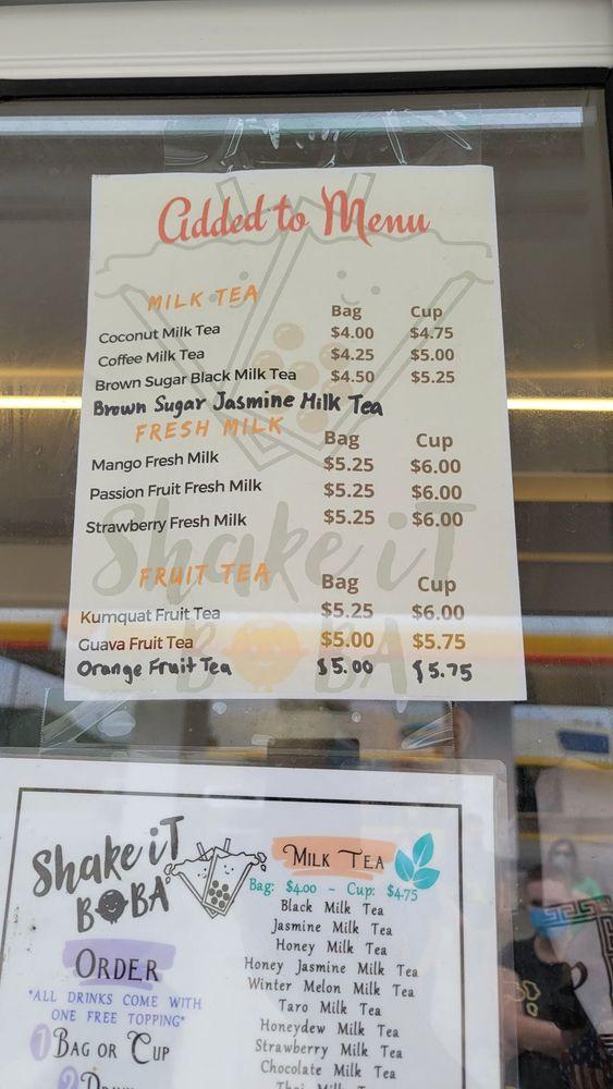 Menu at ShakeiT Boba, Madison