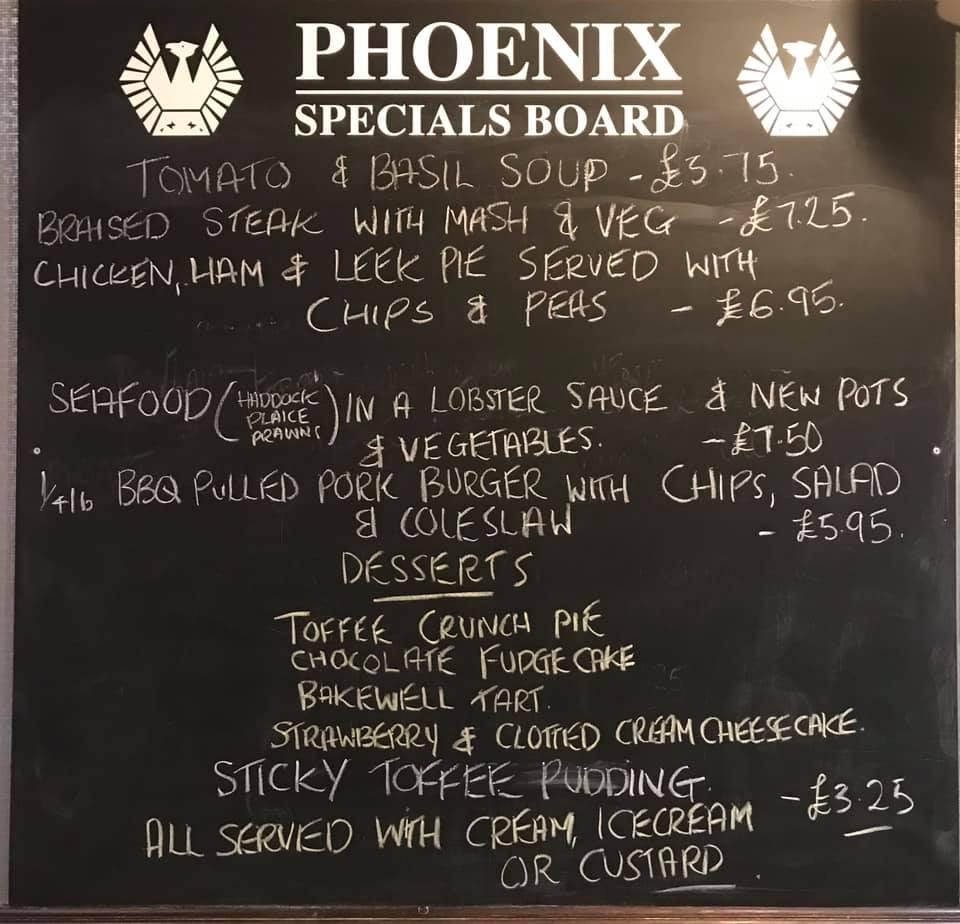 Menu at Phoenix Pavilion pub & bar, Rotherham