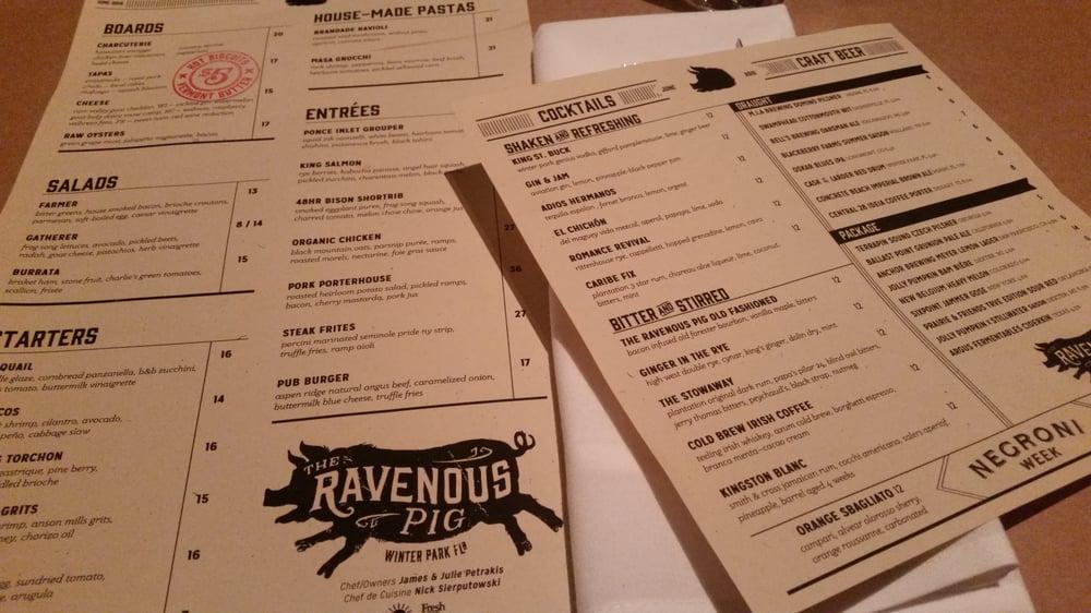 Menu at The Ravenous Pig BBQ, Winter Park, 565 W Fairbanks Ave