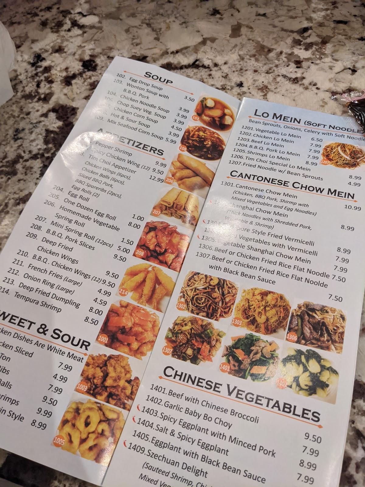 Menu at Tim Choi's Chinese Food restaurant, Toronto