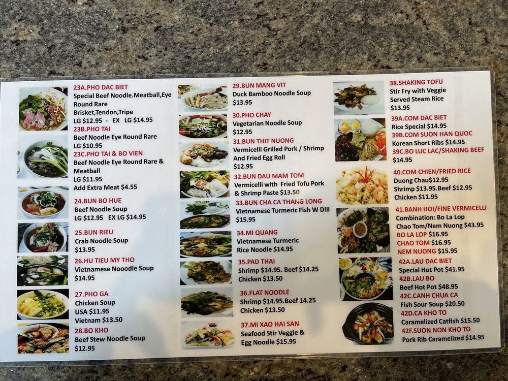 Menu at Vo An Vietnamese restaurant, Margate