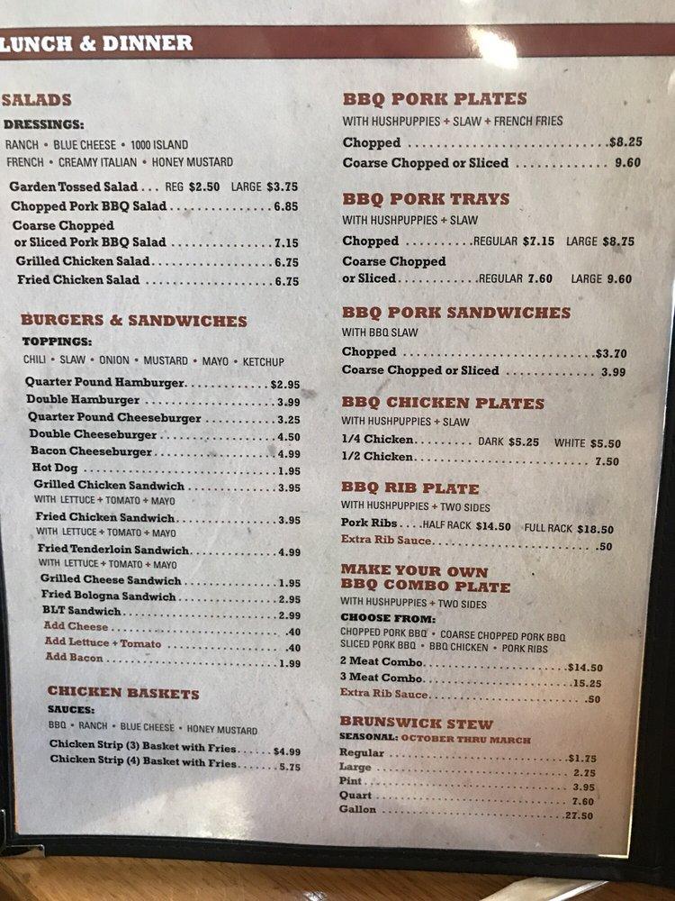Menu at Country BBQ, High Point, Sedgebrook St