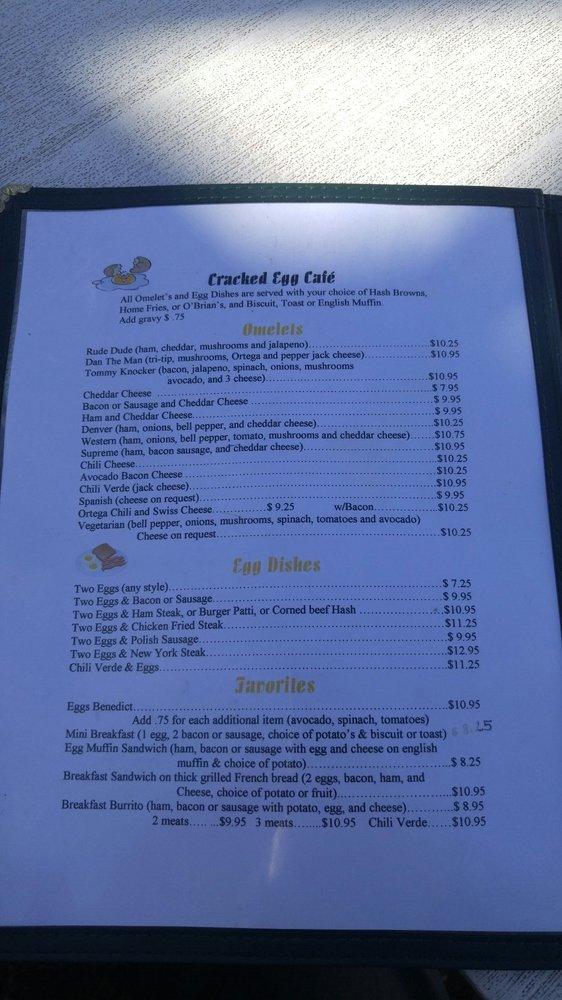 Menu at Cracked Egg Cafe, Kernville
