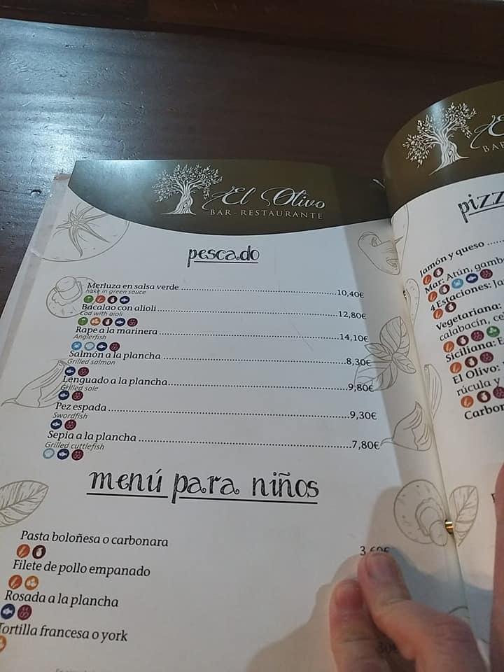 Carta de Restaurante El Olivo (Olvera), Olvera