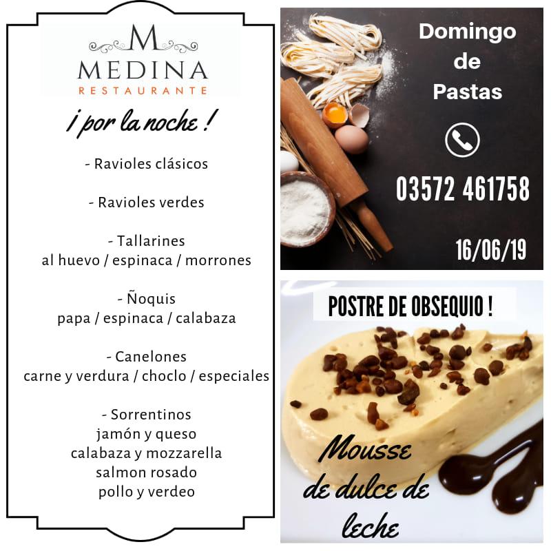 Carta de Medina Restaurante, Oncativo