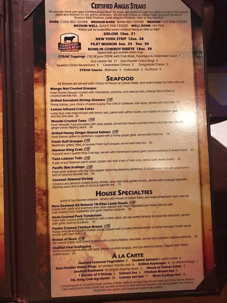 Menu at Middle Grounds Grill pub & bar, Treasure Island