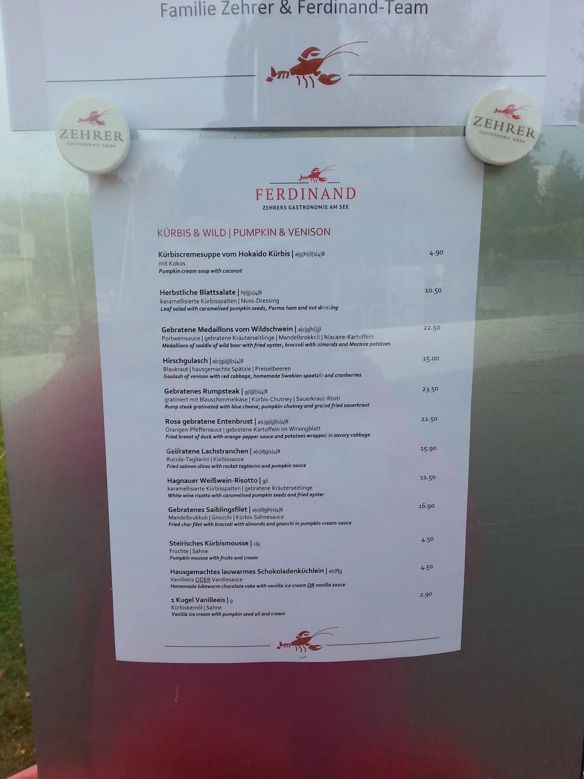 Speisekarte von Restaurant Ferdinand und Café, Friedrichshafen ...