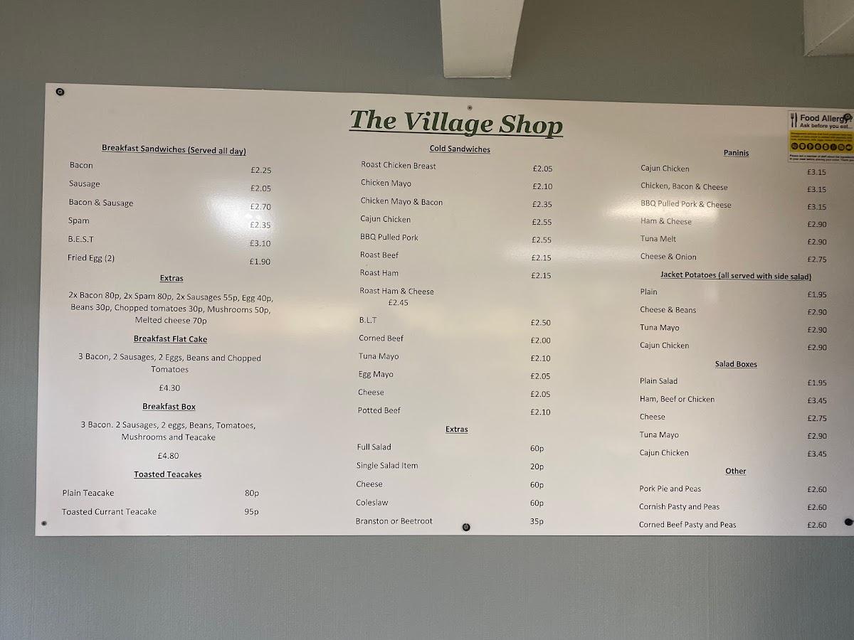 Menu at The Village Shop, Cleckheaton