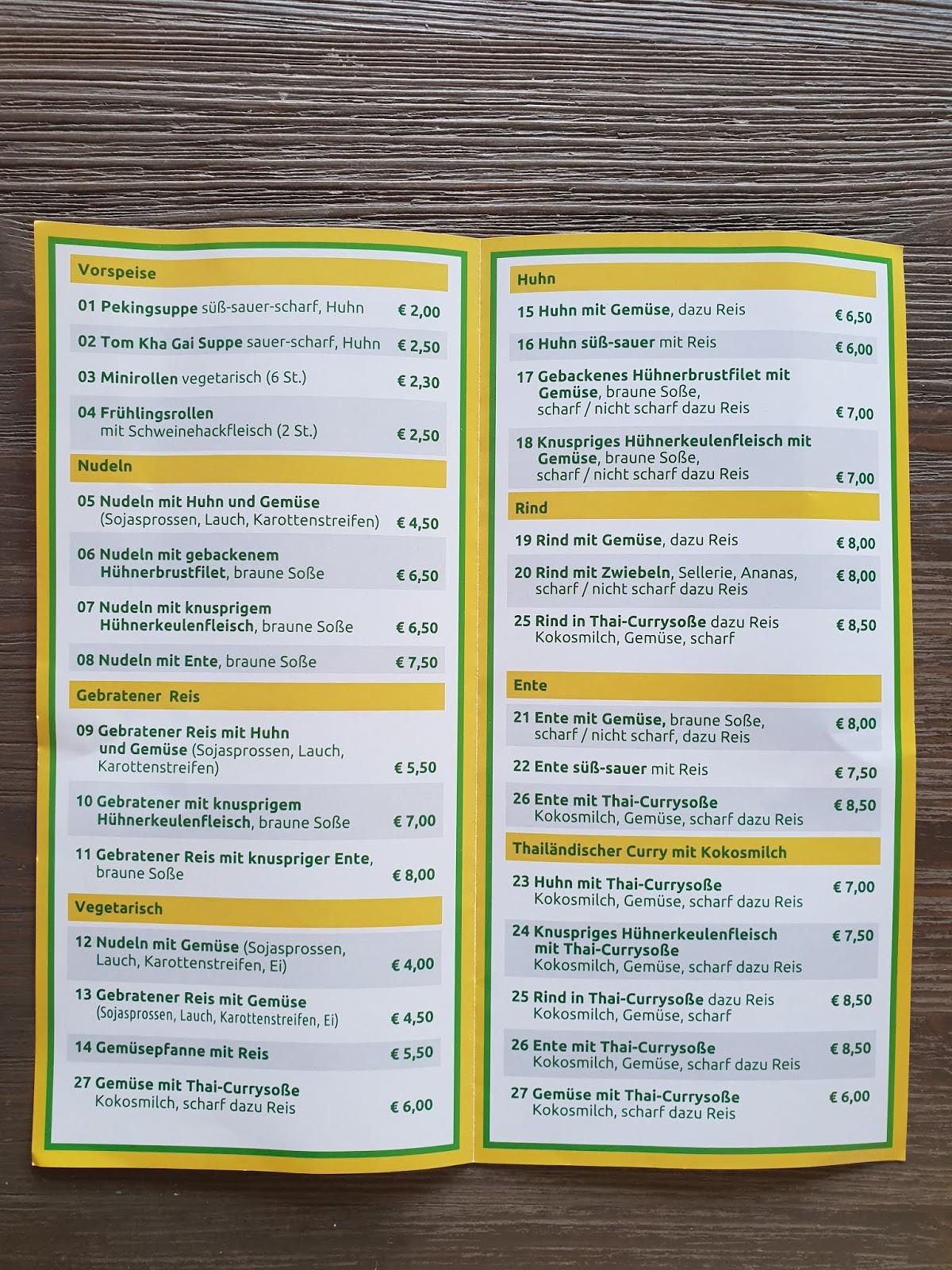 Carta del restaurante Asia Gourmet Kim Quy, Lindau