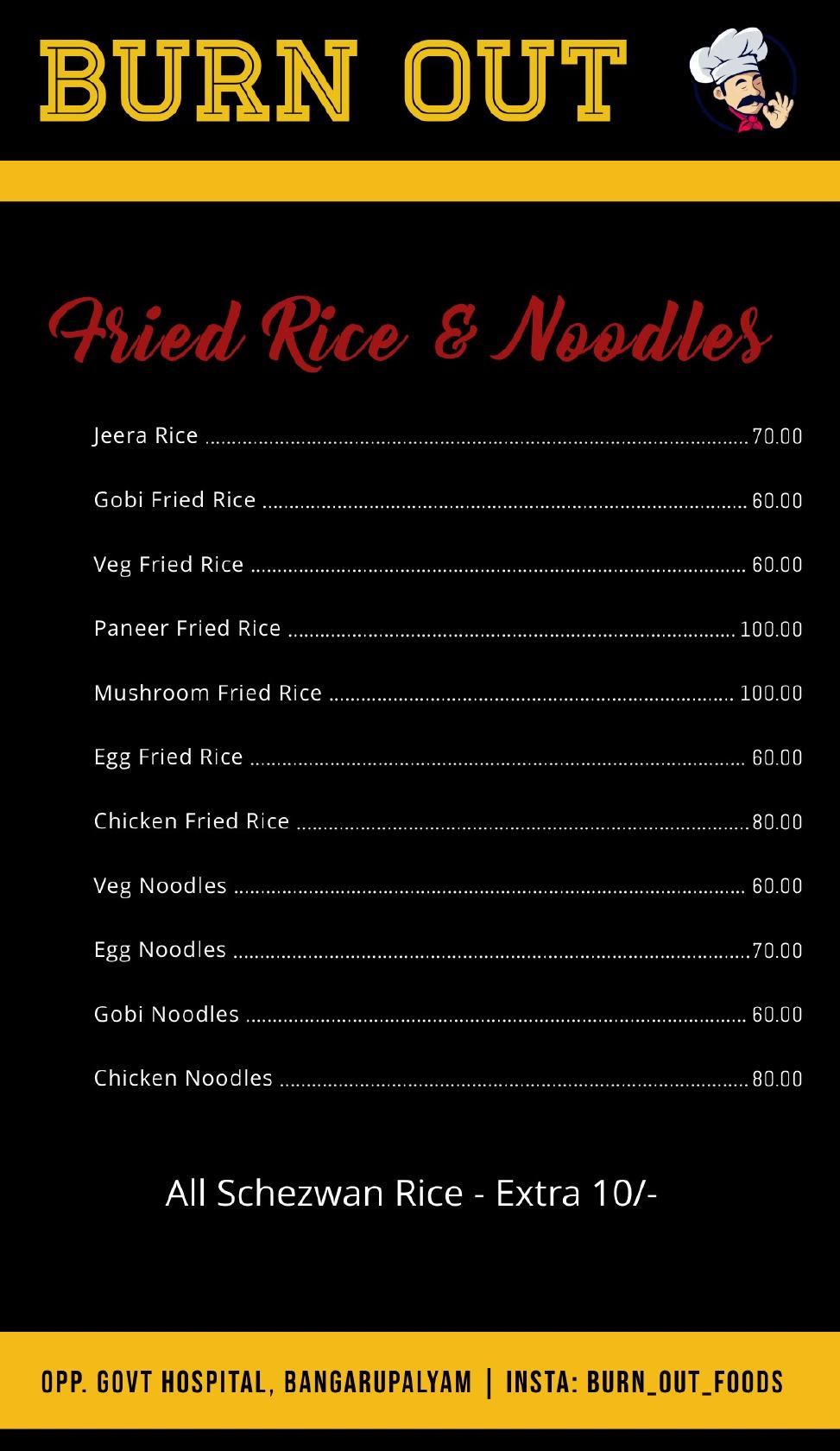 Menu at Burn Out family restaurant, Bangarupalem