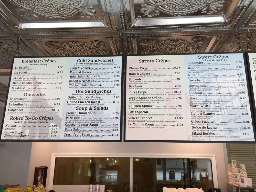 Menu at Crepes De Paris restaurant, Los Angeles