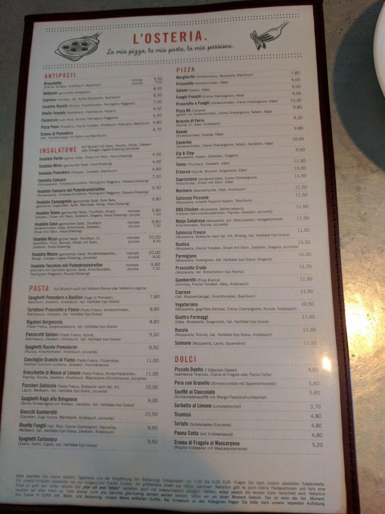 Speisekarte von L'Osteria Salzburg pizza, Salzburg