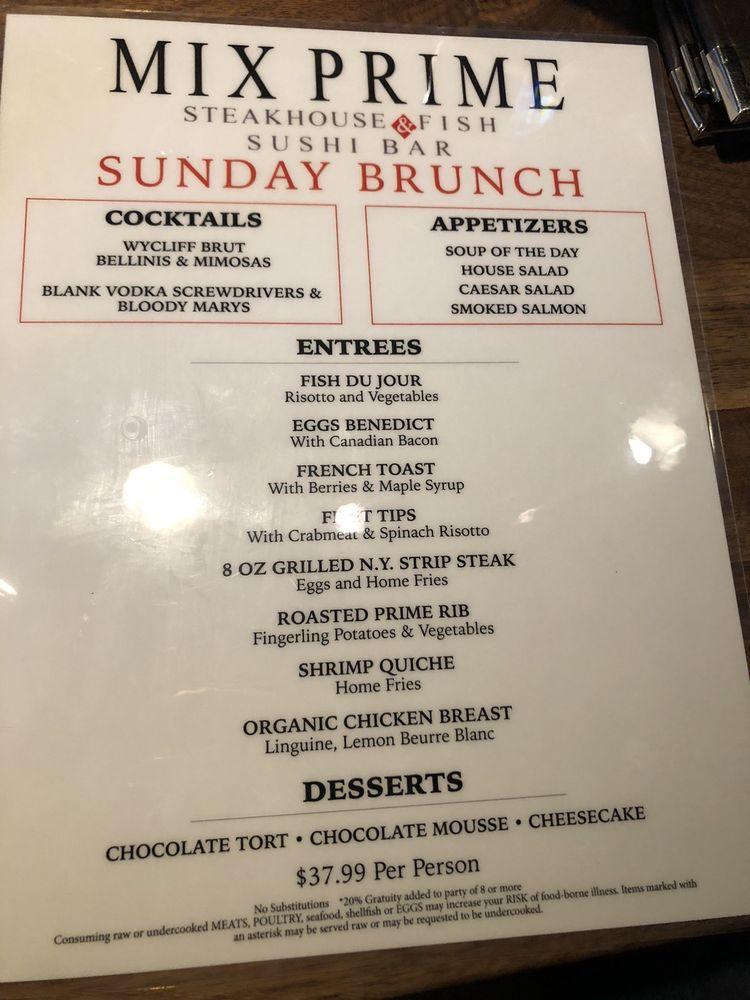 Menu at MIX Prime Steakhouse, Fish & Sushi Bar, Woodbury