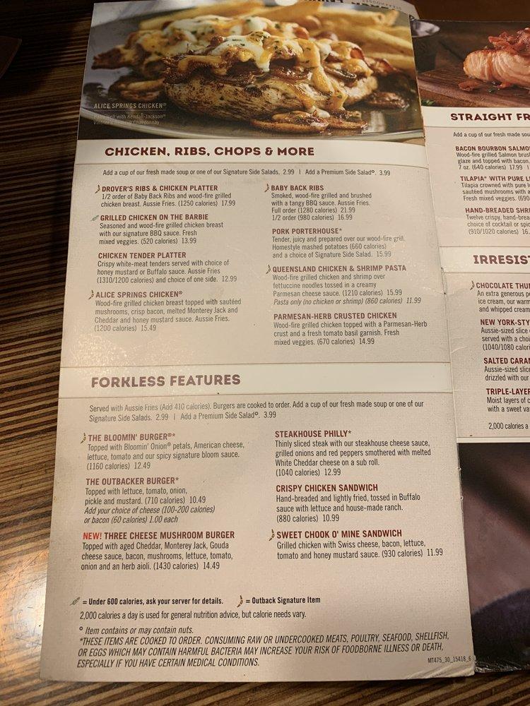 Menu at Outback Steakhouse, Ocala, E Silver Springs Blvd