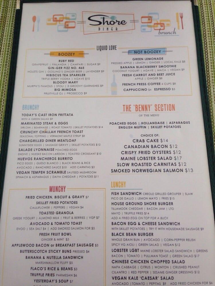 Menu at Shore St. Armands restaurant, Sarasota