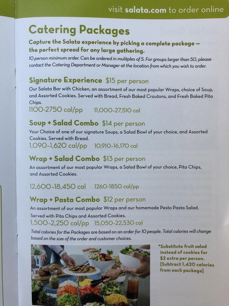 Menu at Salata restaurant, Frisco