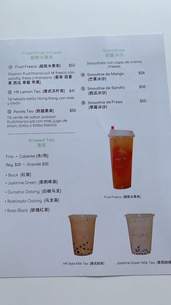 Menu at Snowy Tea desserts, Tijuana