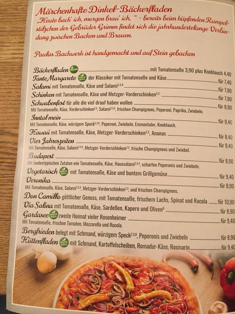 Carta del restaurante Tante Paula im Mail-Keller, Rosenheim