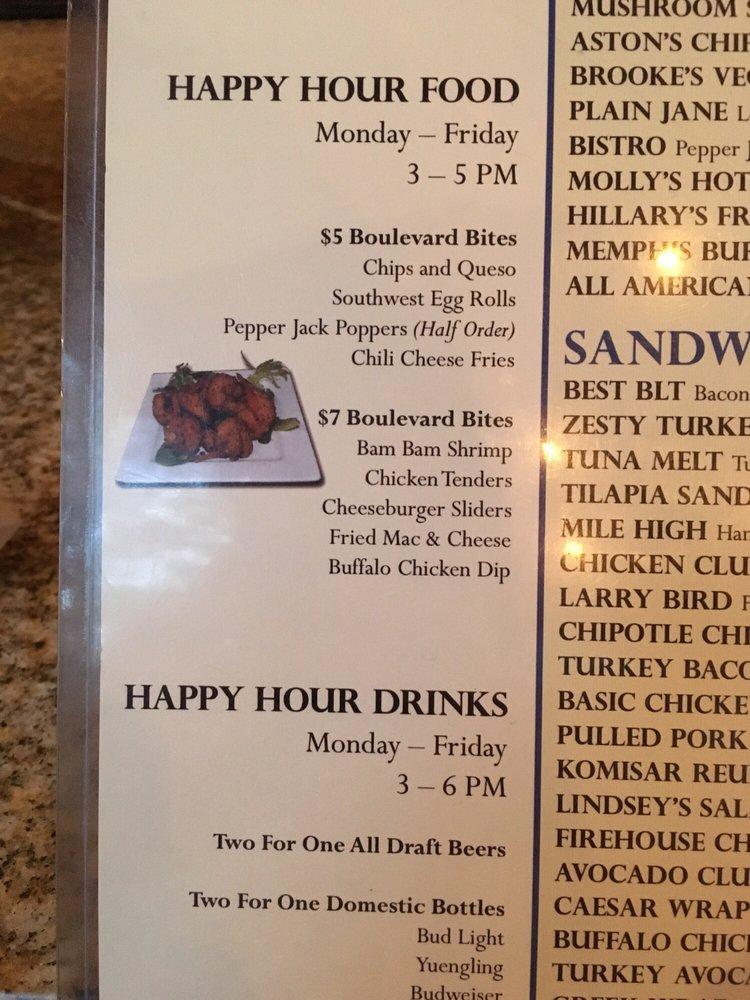 Menu at The Boulevard Bar & Grille, Murfreesboro
