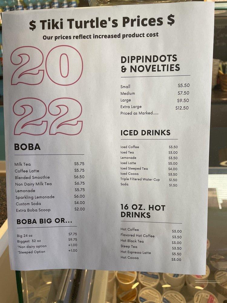 Menu at Tiki Turtle's Boba Teas and Drinks desserts, Surf City