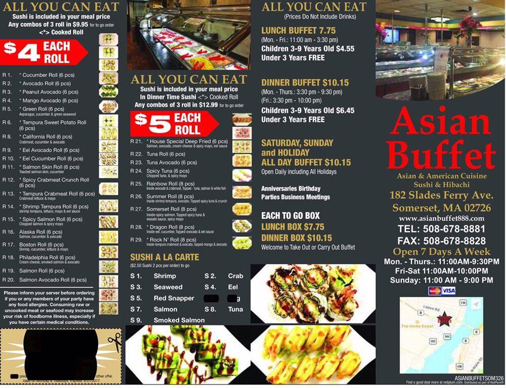 Menu at Asian Buffet restaurant, Somerset
