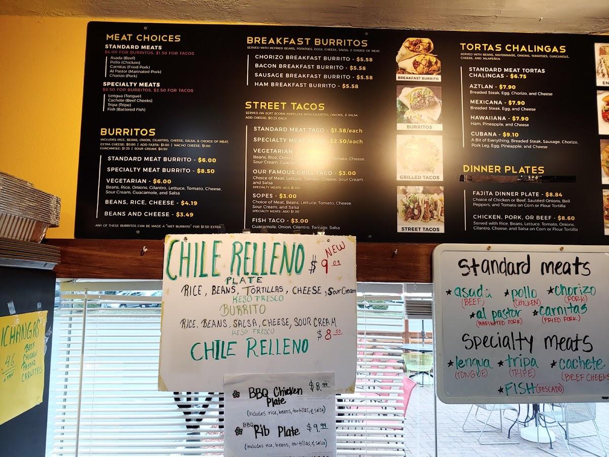 Menu at Aztlan Grilled Taqueria restaurant, Chico