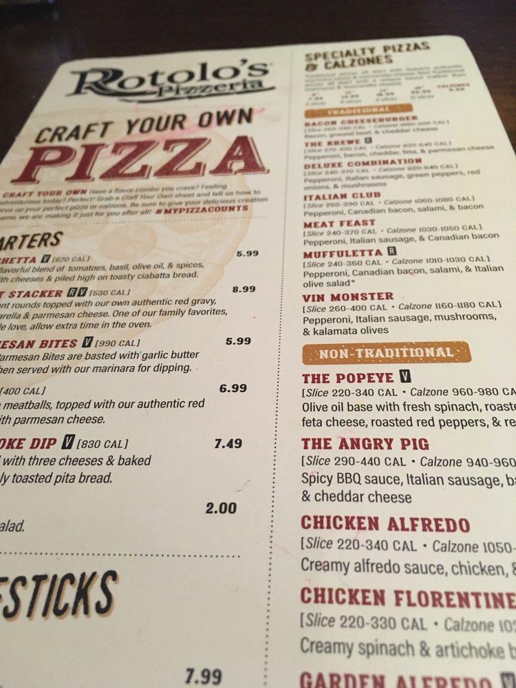 Menu at Rotolo's Pizzeria, Walker