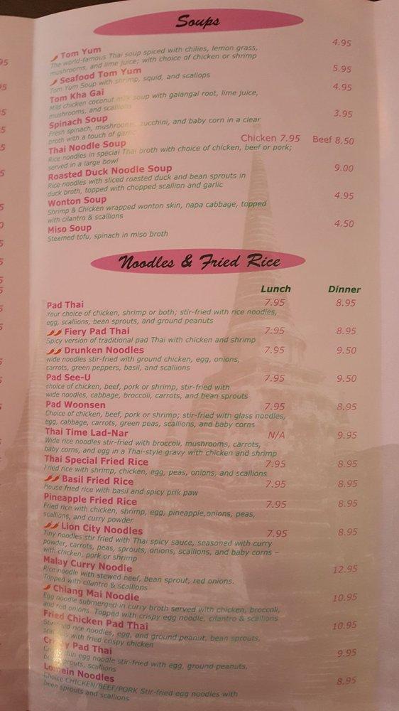 Menu at Thai Time Restaurant, Clinton