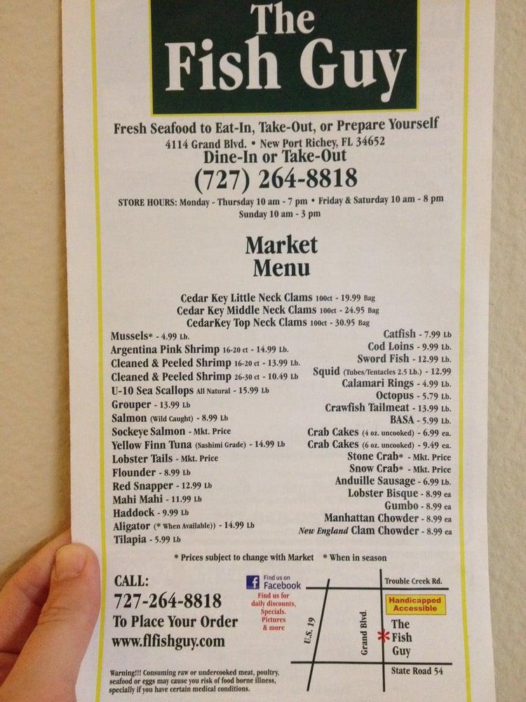 Menu at The Fish Guy restaurant, New Port Richey