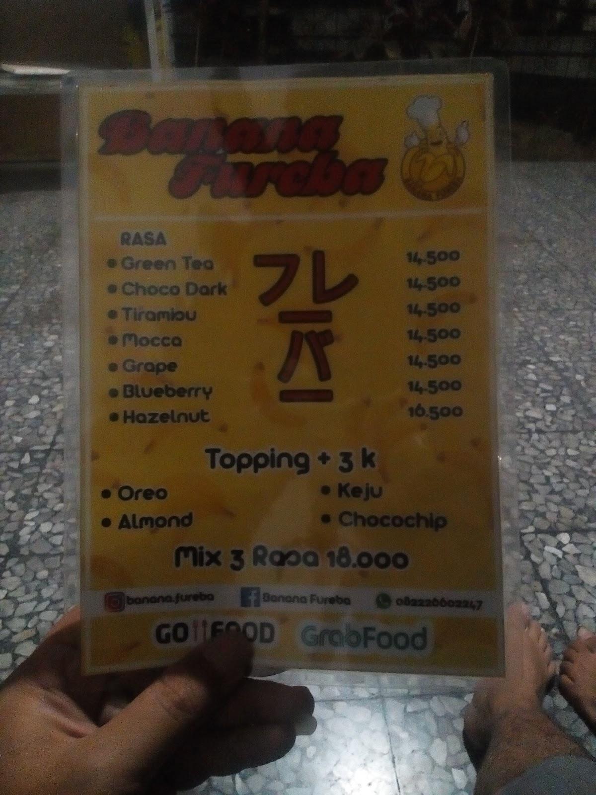 Menu at BANANA FUREBA restaurant, Salatiga