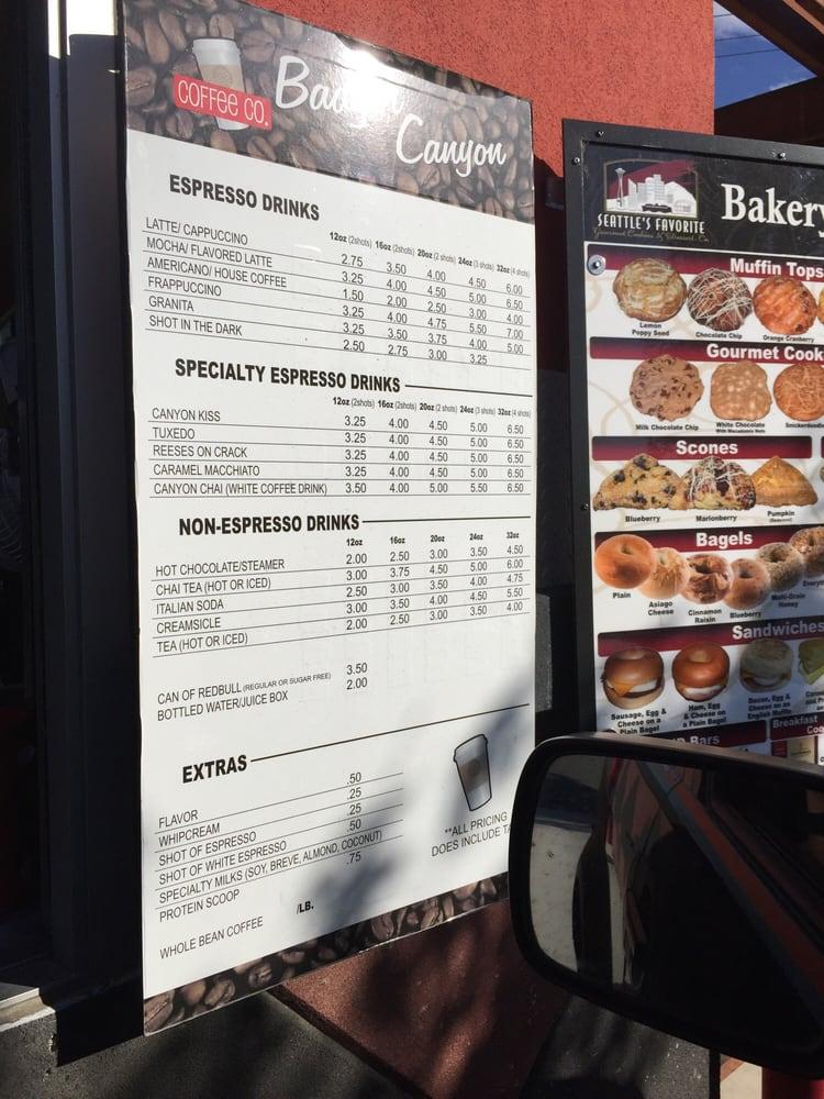 Menu at Badger Canyon Coffee Company, Kennewick