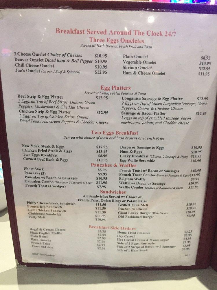 Menu at Lucky Chances Casino restaurant, Colma