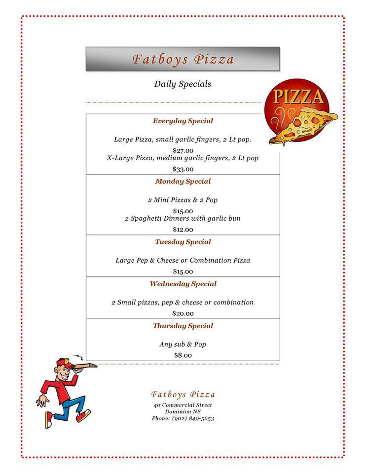 Menu At Fat Boys Restaurant Glace Bay