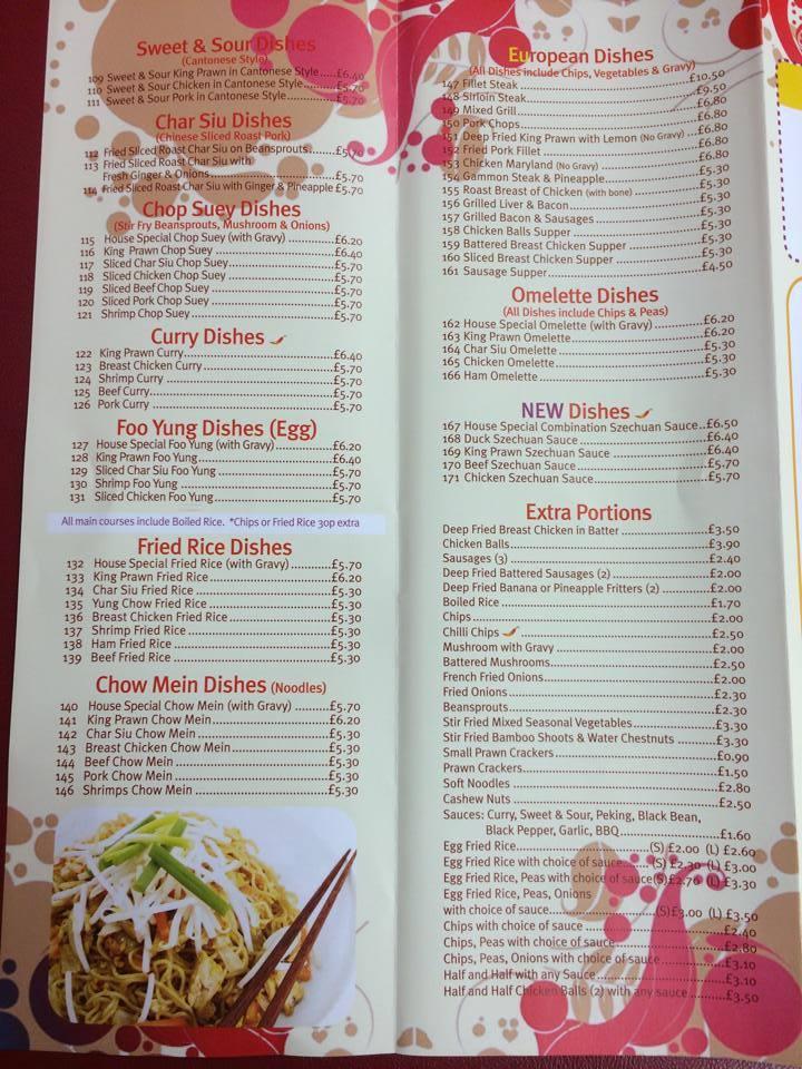 Menu at Golden Treasure Portadown fast food, Craigavon, 23 Gilford Rd